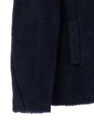 Max Mara Alpaca And Wool Teddy Fabric Coat - Blue
