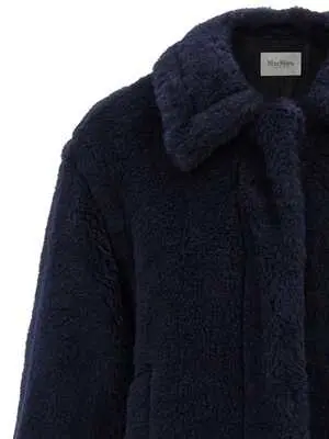 Max Mara Alpaca And Wool Teddy Fabric Coat - Blue