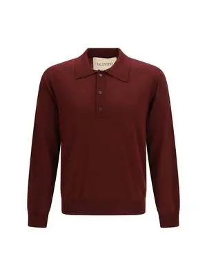 Valentino Garavani Valentino Men Wool Polo With Vlogo Embroidery Multicolor