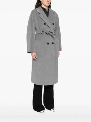 Max Mara Double-breasted Belted Wool Coat - Gray