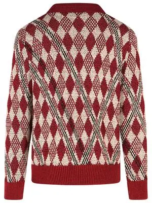 Dries Van Noten Argyle Patterned V-neck Sweater