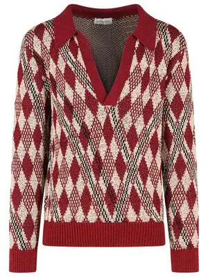 Dries Van Noten Argyle Patterned V-neck Sweater - Multicolor