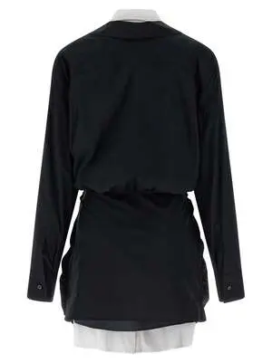 Attico Double Layer Shirt Dress With Embroidered Logo
