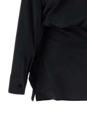 Attico Double Layer Shirt Dress With Embroidered Logo