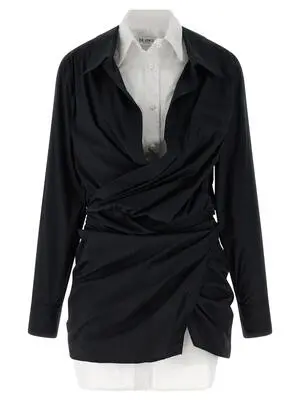 ATTICO THE ATTICO Double Layer Shirt Dress With Embroidered Logo