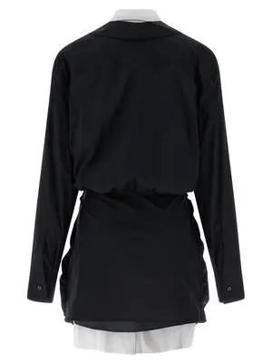 Attico Double Layer Shirt Dress With Embroidered Logo