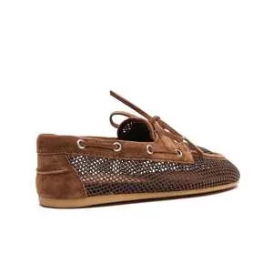 Miu Miu Suede And Mesh Loafers - Brown