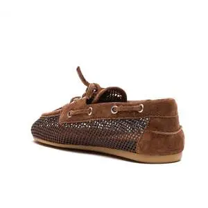 Miu Miu Suede And Mesh Loafers - Brown