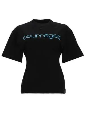 COURREGES Cotton Logo T-shirt - Black