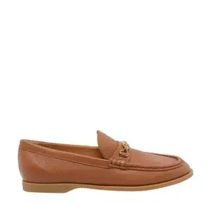 TOD'S Leather Loafers With Gold Tone Hardware - Brown