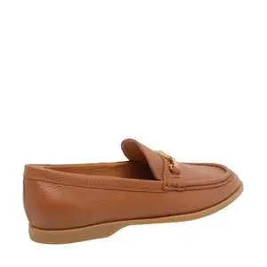 TOD'S Leather Loafers With Gold Tone Hardware - Brown