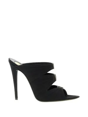 Saint Laurent Emilie 110 Satin Crepe Mules - Black