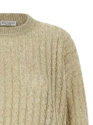 Brunello Cucinelli Dazzling Cable Knit Sequin Sweater