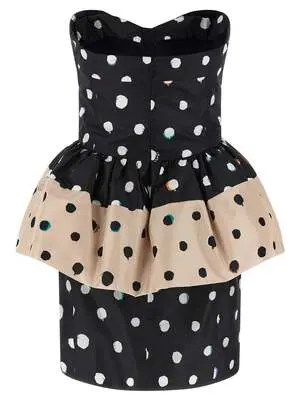 Fendi Falena Dots Print Taffeta Bustier Mini Dress