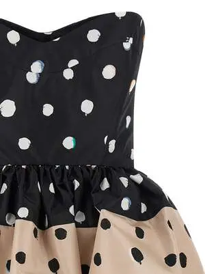 Fendi Falena Dots Print Taffeta Bustier Mini Dress