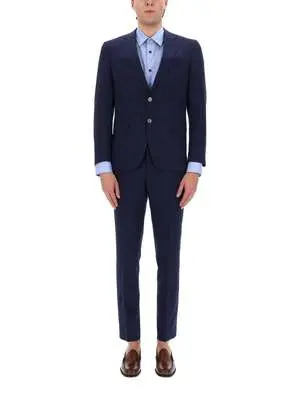 BOSS Two-piece Suit With Micro-pattern - Blue