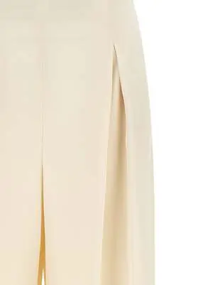 Max Mara Silk Wide Leg Pleated Pants - White