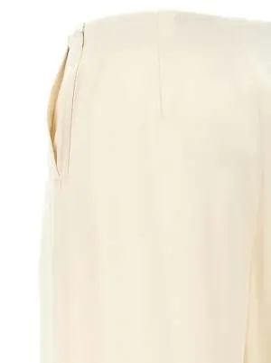 Max Mara Silk Wide Leg Pleated Pants - White