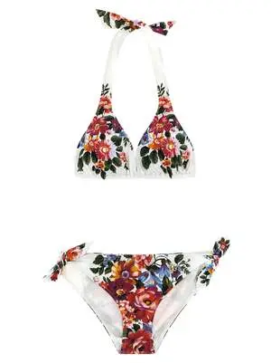 Dolce & Gabbana Re-edition 2000' Floral Print Bikini - White