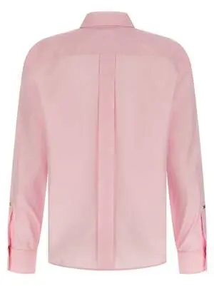 Max Mara Mxmmaroso Cotton Poplin Shirt With Metal Logo Appliqu - Pink
