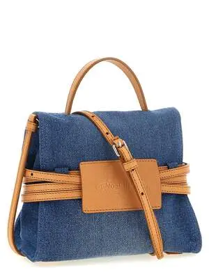 Moschino Tie Me" Denim And Leather Handbag - Blue