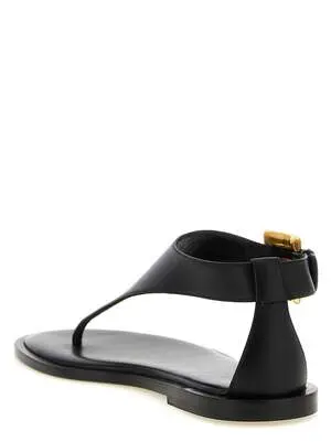 Balmain Anthem" Lambskin Thong Sandals With Logo Buckle