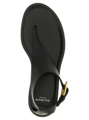 Balmain Anthem" Lambskin Thong Sandals With Logo Buckle