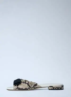 Prada Textured Slide Sandals With Bow Detail