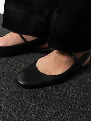 TOTEME Leather Ballerinas With Adjustable Buckle Strap - Black