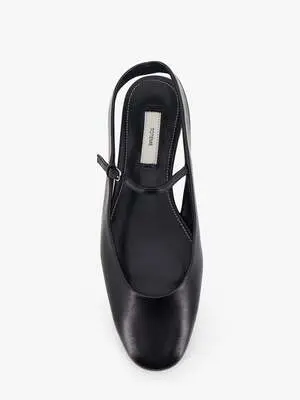 TOTEME Leather Ballerinas With Adjustable Buckle Strap - Black