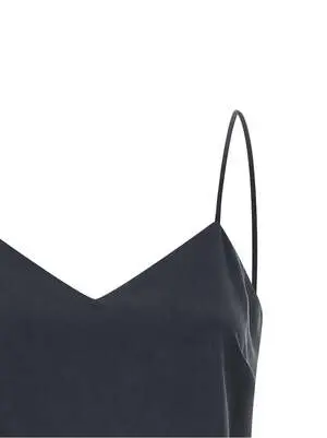 Max Mara Mungia Silk Canvas Sweetheart Neckline Top - Gray