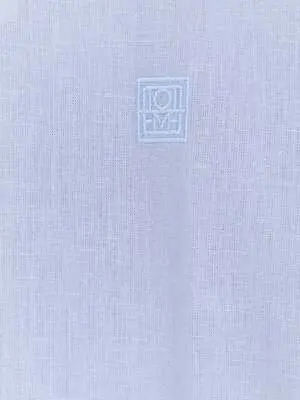 TOTEME Oversized Cotton Linen Shirt - Blue