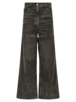 Attico Stonewashed Cut-out Wide Leg Jeans