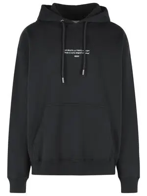 Off-White Cotton Sweatshirt With Contrast Print - Black