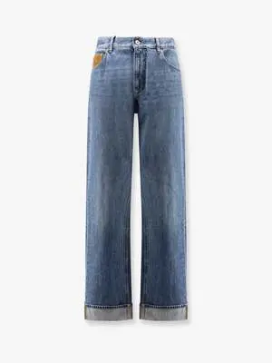 Bottega Veneta Wide Leg Jeans With Turn Up - Multicolor