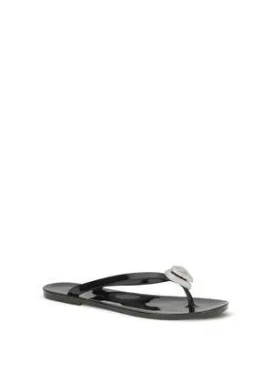Mach & Mach Double Heart Embellished Thong Sandals - Black