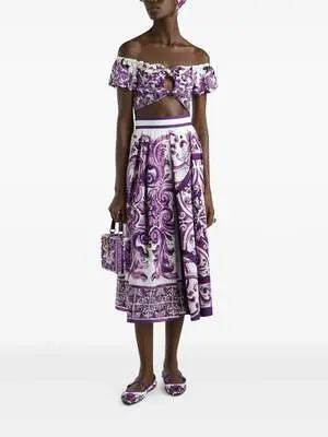 Dolce & Gabbana Majolica Print Off-the-shoulder Blouse