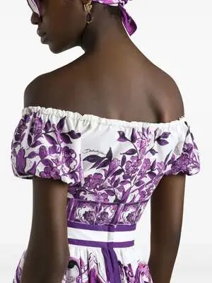 Dolce & Gabbana Majolica Print Off-the-shoulder Blouse