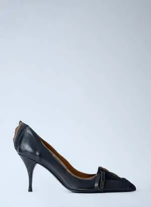 Prada Antiqued Leather Pointed Toe Stiletto Pumps - Black