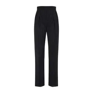 Max Mara Sesamo Pinstriped Virgin Wool Trousers - Black