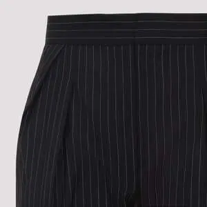 Max Mara Sesamo Pinstriped Virgin Wool Trousers - Black