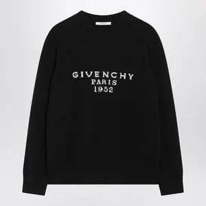 Givenchy Wool And Cashmere Crewneck Sweater With Contrast Logo - Black