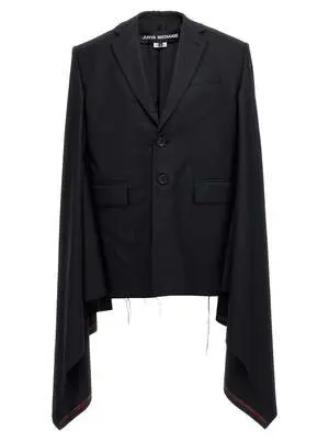 Junya Watanabe Wool Cape With Padded Shoulders - Black