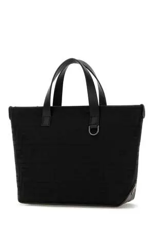Fendi Canvas Handbag With Silver Tone Finishing