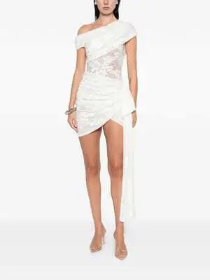 SELF-PORTRAIT Lace Draped Asymmetrical Hem Dress
