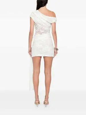 SELF-PORTRAIT Lace Draped Asymmetrical Hem Dress