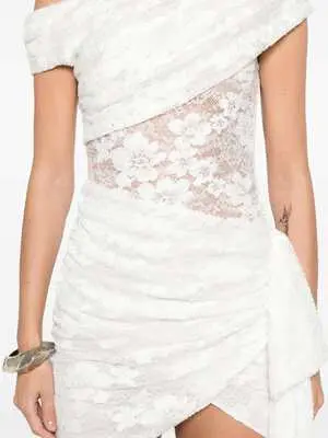 SELF-PORTRAIT Lace Draped Asymmetrical Hem Dress