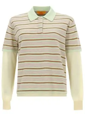 Guest In Residence Layered Stripe Rugby Polo Shirt - Green