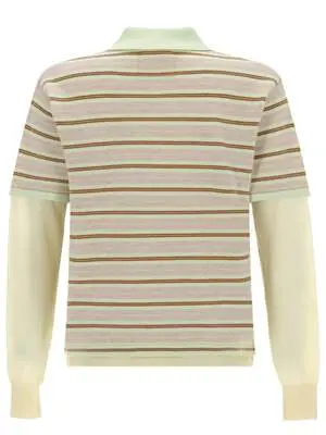 Guest In Residence Layered Stripe Rugby Polo Shirt - Green