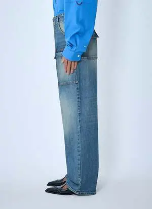 Miu Miu Wide-leg Cargo Denim Jeans